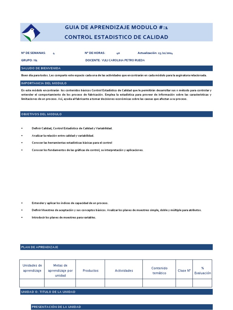 Guia de Aprendizaje Modulo 1 YULI | PDF | Calidad (comercial ... Guia de Aprendizaje Modulo 1 YULI | PDF | Calidad (comercial ...