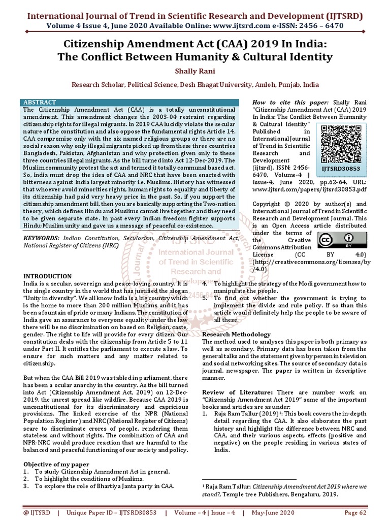 Citizenship Amendment Act CAA 2019 in India The Conflict Between ...