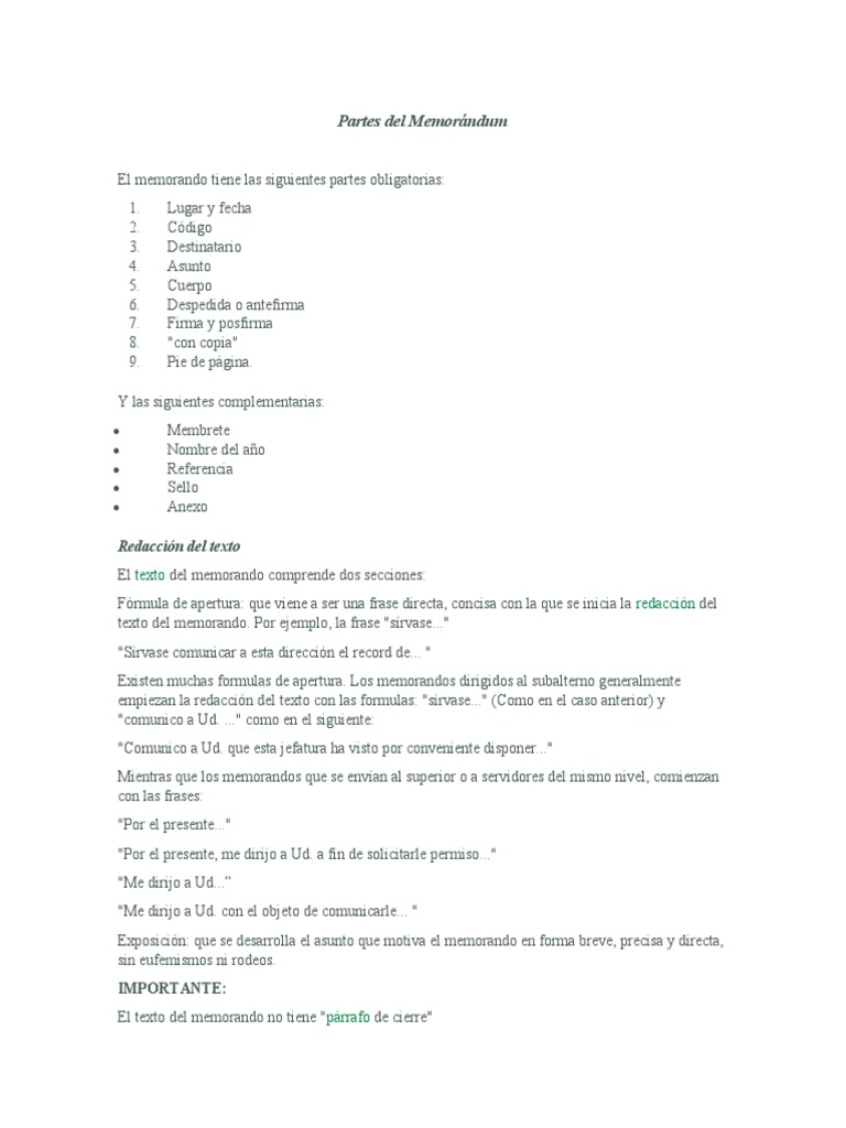 Estructura y Tipos de Memorando | PDF | Estudios de idiomas extranjeros