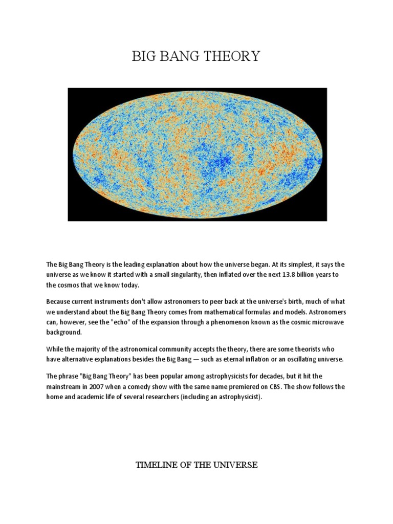 The Big Bang Theory Summary | PDF | Big Bang | Universe