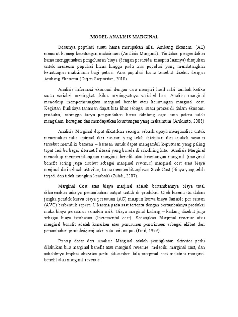 Model Analisis Marginal | PDF | Bisnis | Teknologi & Rekayasa