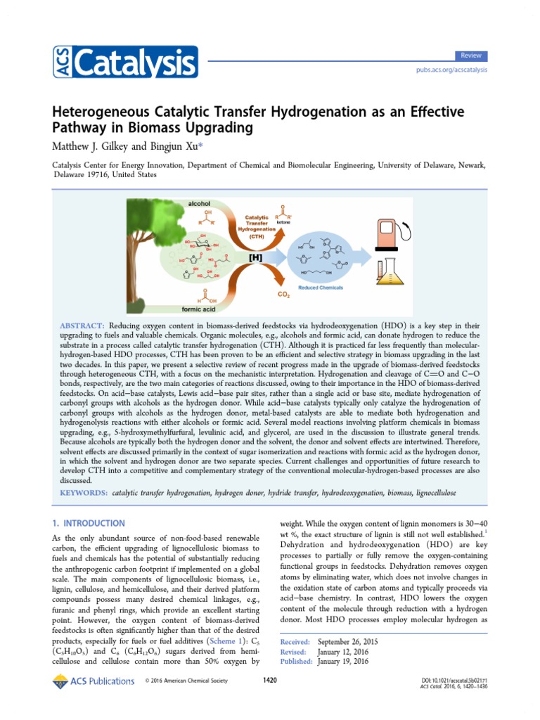 Heterogeneous Catalytic Transfer Hydrogenation As An E Ffective Pathway ...