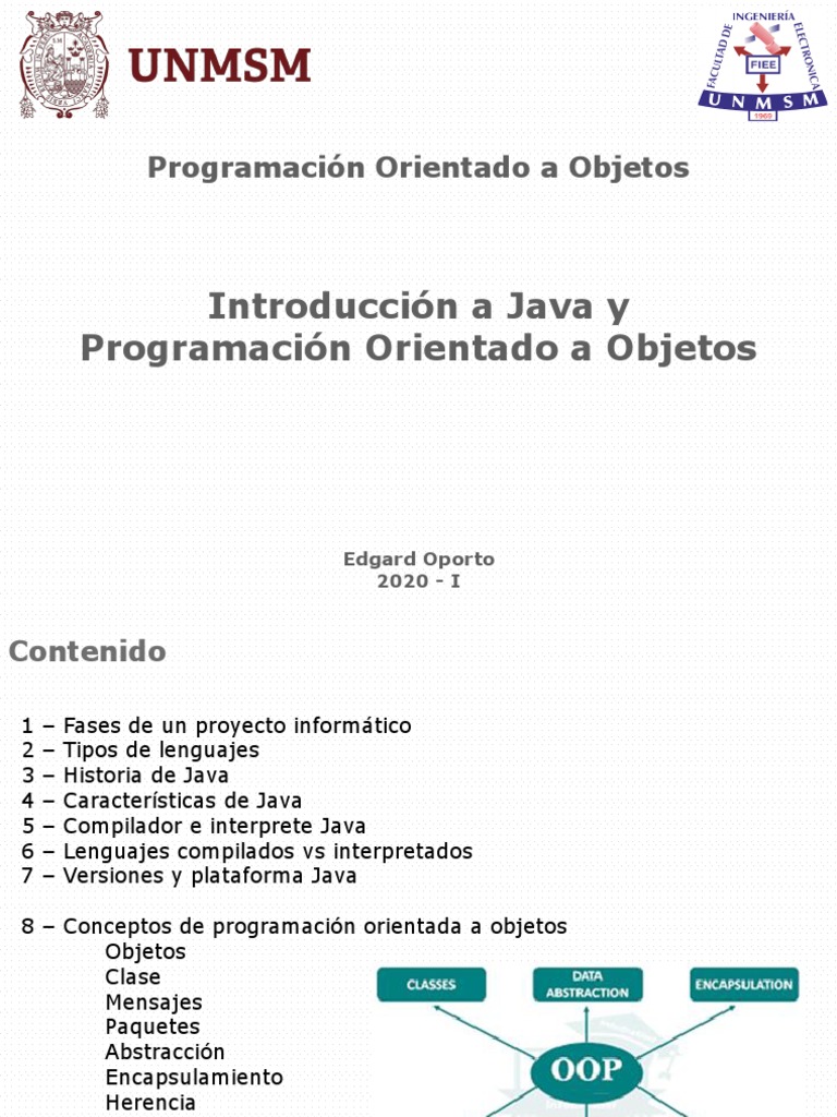 TEMA 02 Introducción A Java y POO UNMSM | PDF | Objeto (informática ...