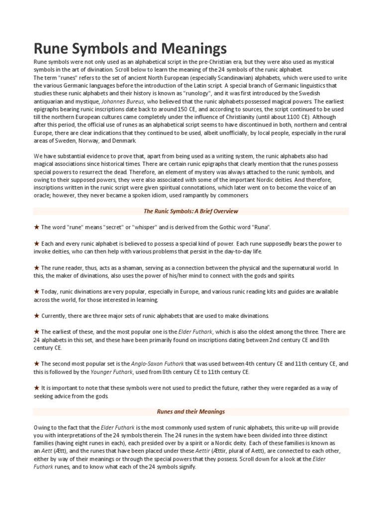 Rune Symbols and Meanings | PDF | Runes