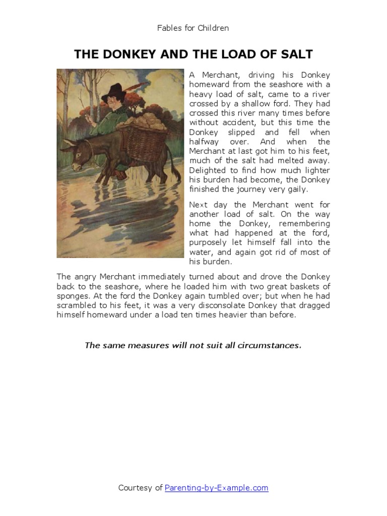 The Donkey and The Load of Salt PDF | PDF