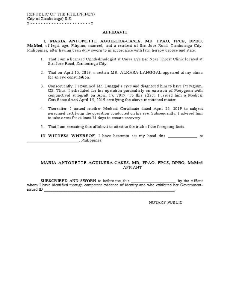 Affidavit: SUBSCRIBED AND SWORN To Before Me, This - , by The Affiant | PDF