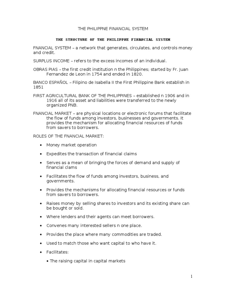 Overview of the Philippine Financial System | PDF | Financial Markets ...