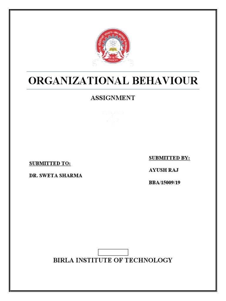 Organizational Behaviour: Assignment | PDF | Organizational Behavior | Industrial And ...