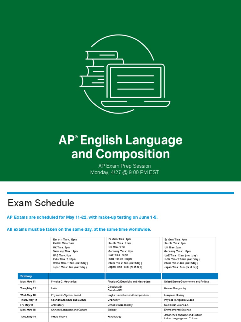 AP Exam Prep Session Monday, 4/27 at 9:00 PM EST | PDF | Test ...