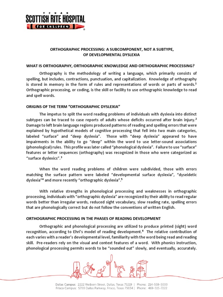 Of Developmental Dyslexia What Is Orthography, Orthographic Knowledge ...