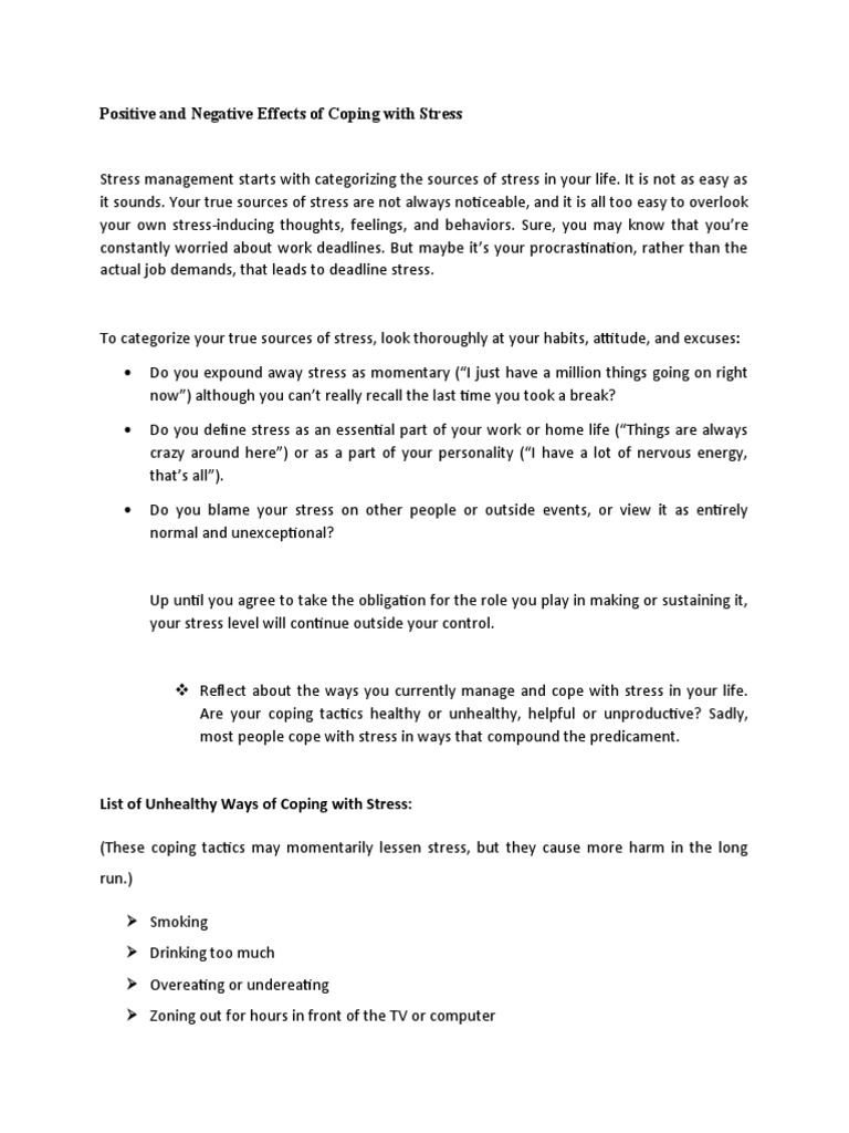 Positive and Negative Effects of Coping With Stress | PDF | Stress ...