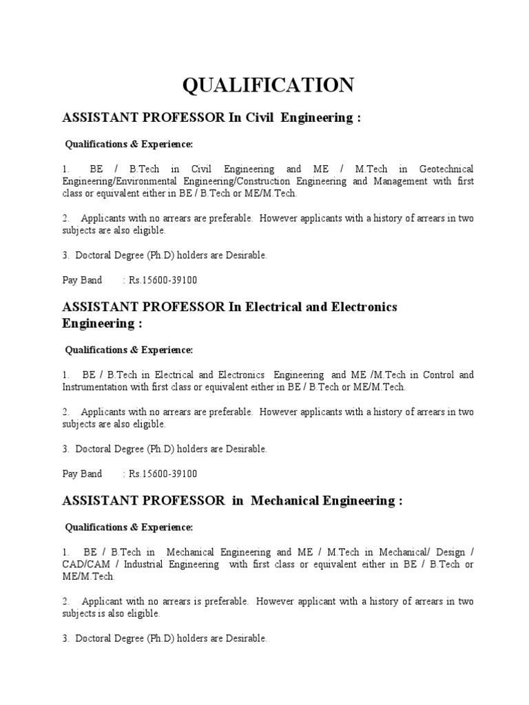 Qualification: ASSISTANT PROFESSOR in Civil Engineering | PDF ...