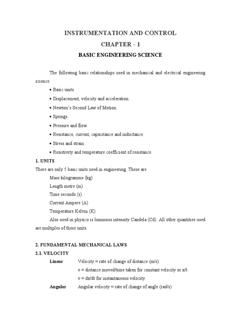 Chapter - 1 - Basic Engineering Science | PDF | Deformation ...