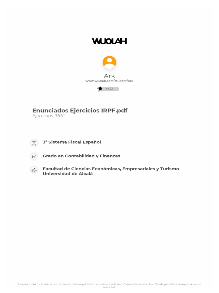 Wuolah-Free-Enunciados Ejercicios IRPF PDF | PDF | Compartir (Finanzas) | Euro