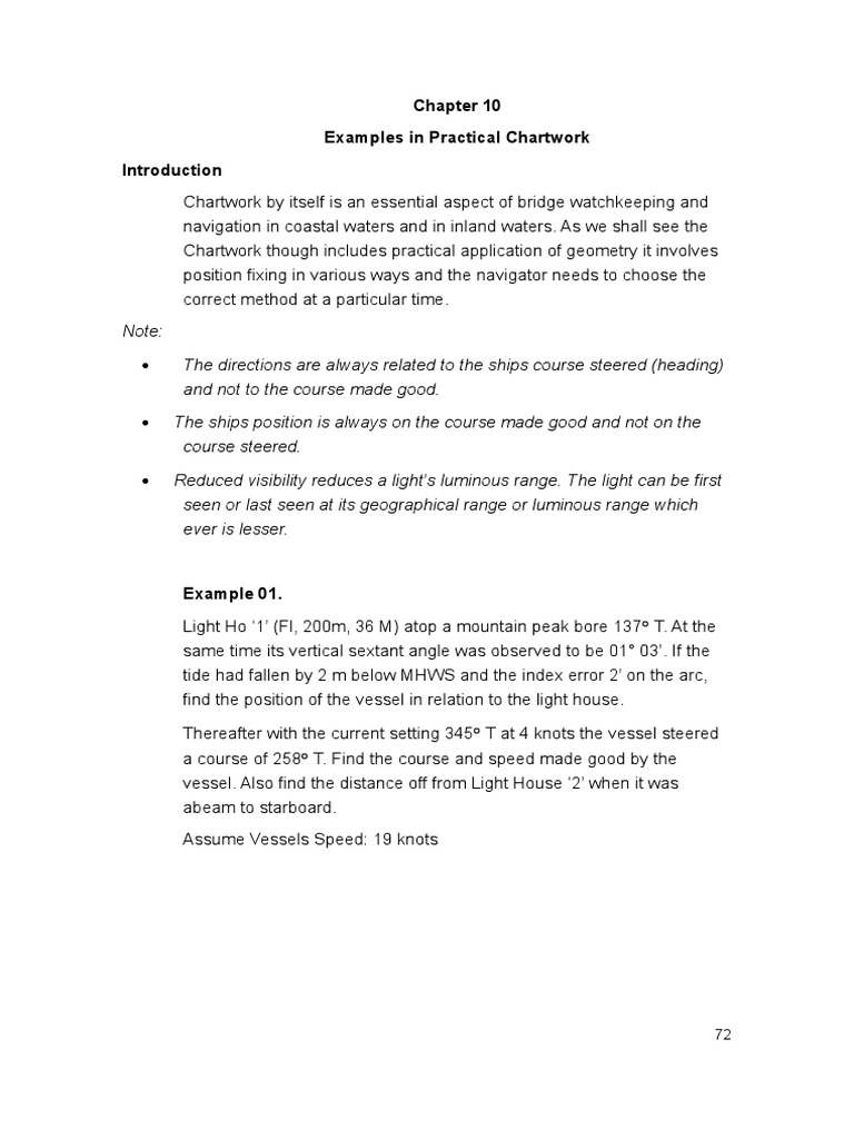 CH 10 Examples in Practical Chartwork | PDF | Navigation | Angle