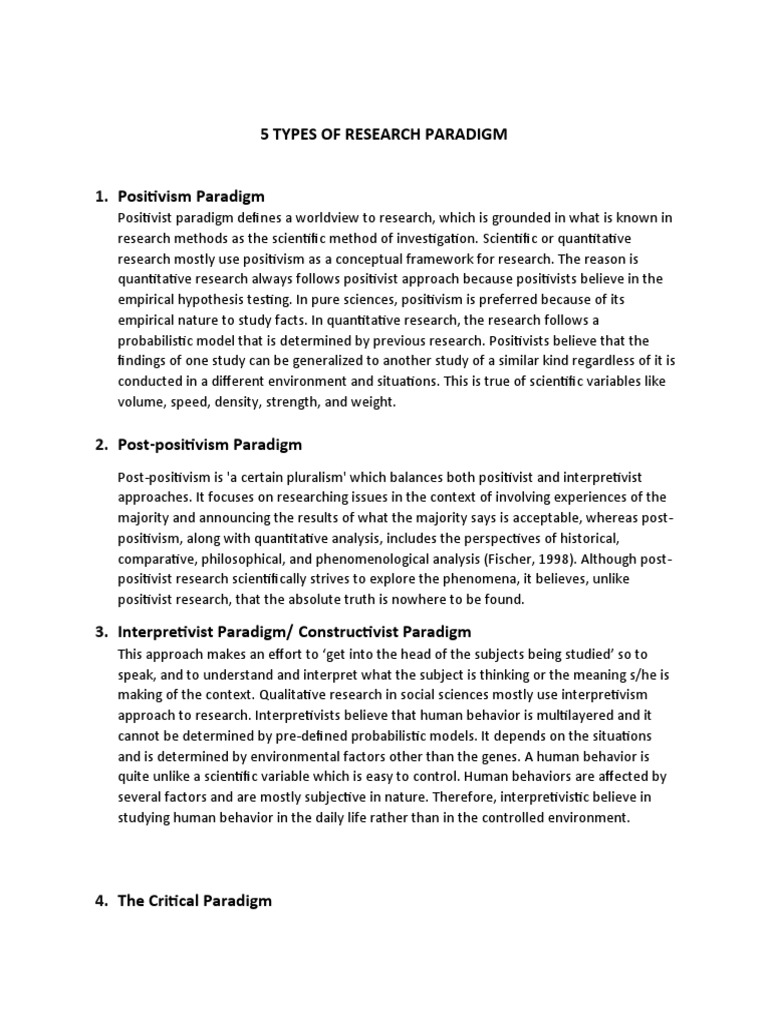 Types of Paradigm Research | Download Free PDF | Positivism ...