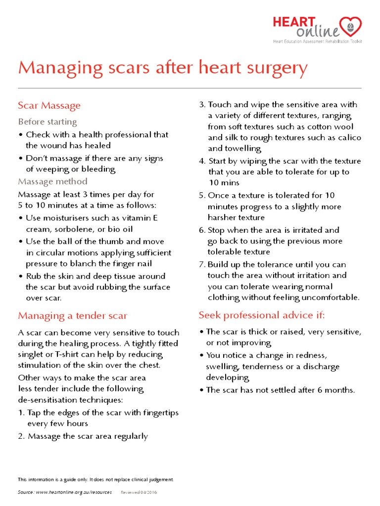 Managing Scars After Heart Surgery: Scar Massage | PDF | Scar | Massage