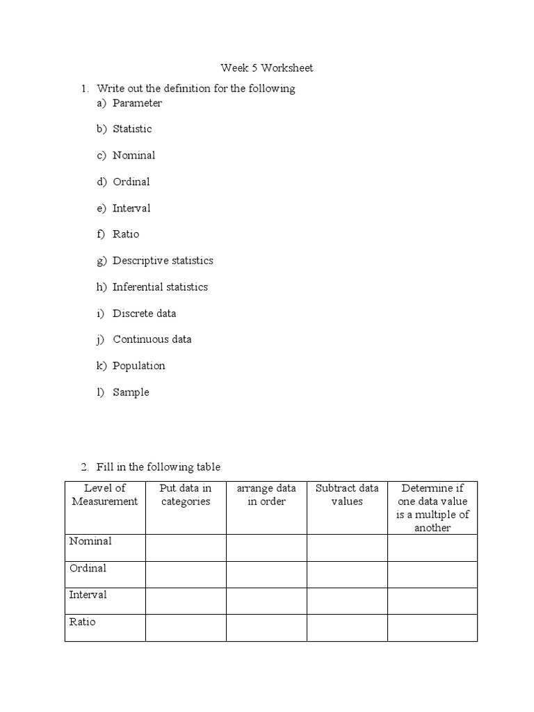 Week 5 Worksheet | PDF