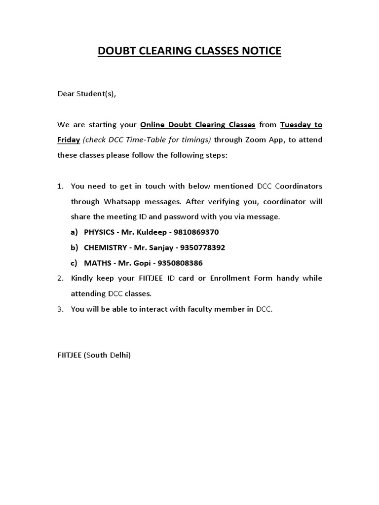 DCC Classes Info | PDF