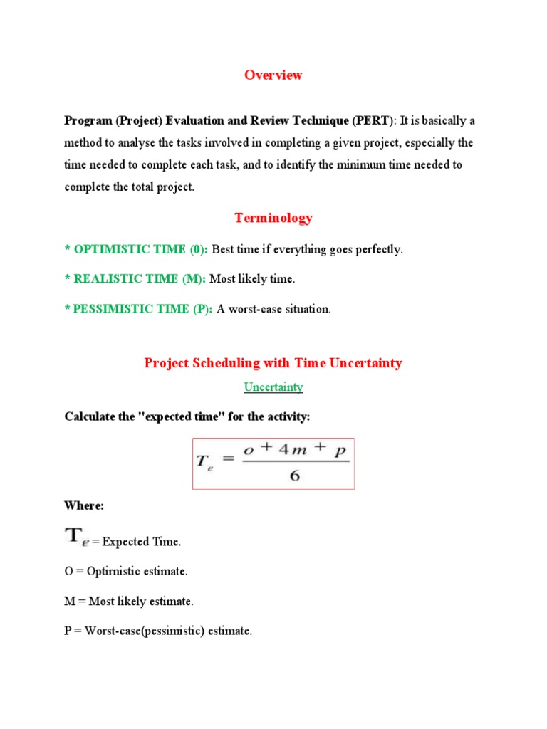 Program (Project) Evaluation and Review Technique (PERT) : It Is | PDF ...