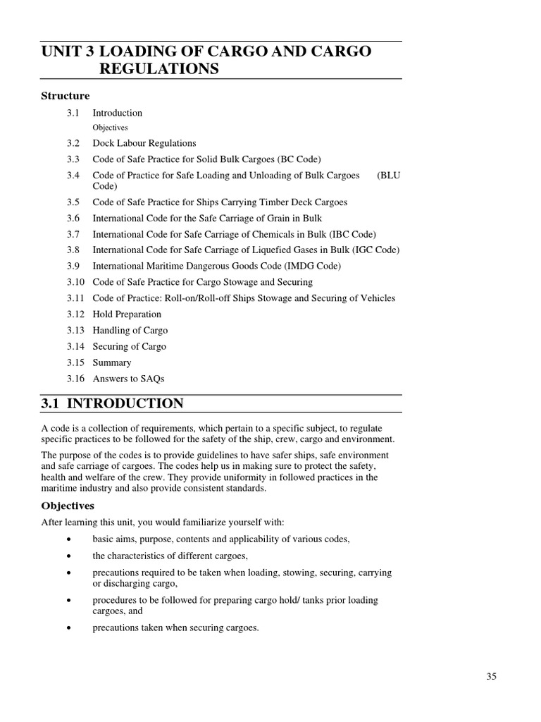 Cargo Loading Regulations and Codes | PDF | Cargo | Ships