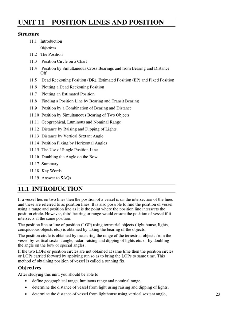 Determining Vessel Position Through Dead Reckoning, Estimated Positions ...