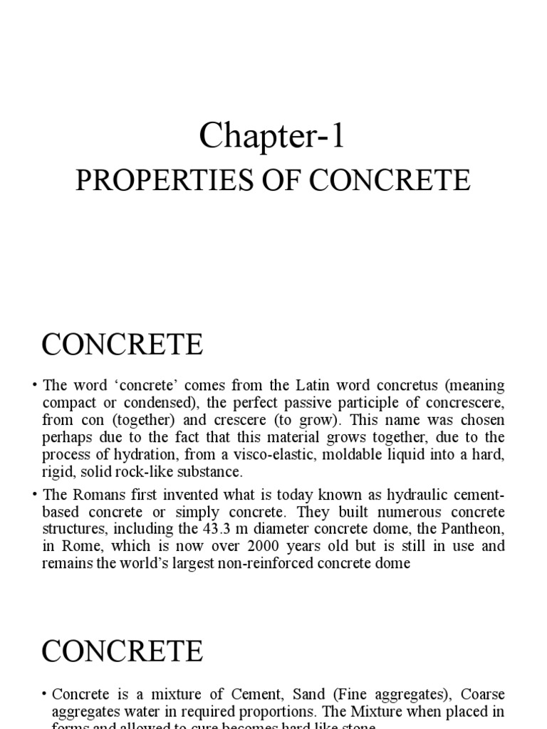 Properties of Concrete Ch1 | PDF | Strength Of Materials | Concrete