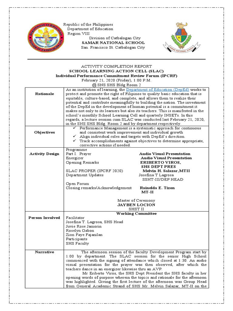 Samar National School: Department of Education (Deped) | PDF | Pedagogy ...