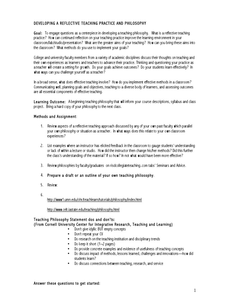 Creating A Teaching Philosophy | PDF | Educational Assessment | Teachers