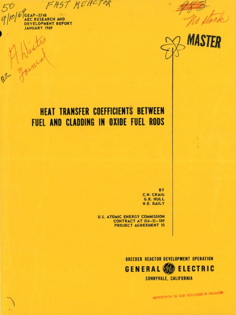 Heat Transfer Coefficients Between Fuel and Cladding in Oxide Fuel Rods ...