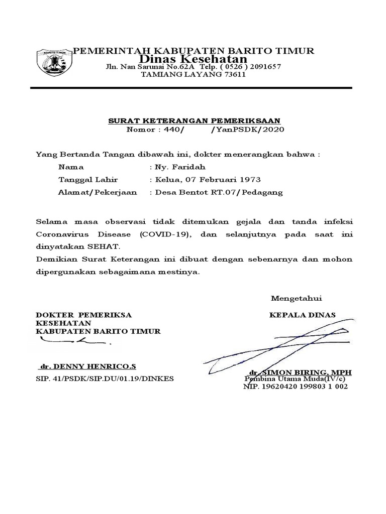 Surat Sehat Bentot | PDF