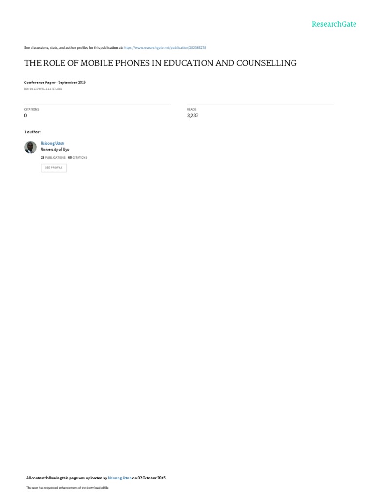 Mobile Phones in Education and Counseling | PDF | Wi Fi | Learning