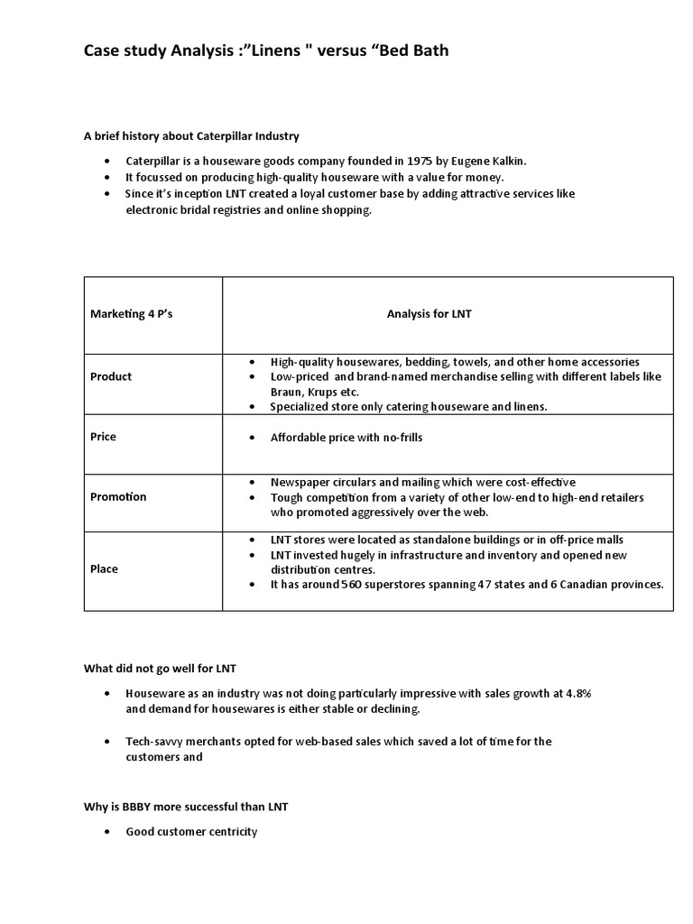 Case study analysis of Linens | PDF