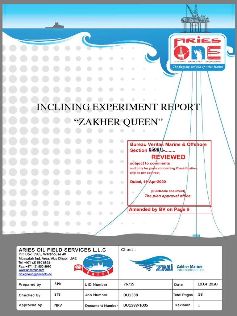 Du1388 1005 Inclining Experiment Report Rev.1 BV-BV | PDF | Heavy ...