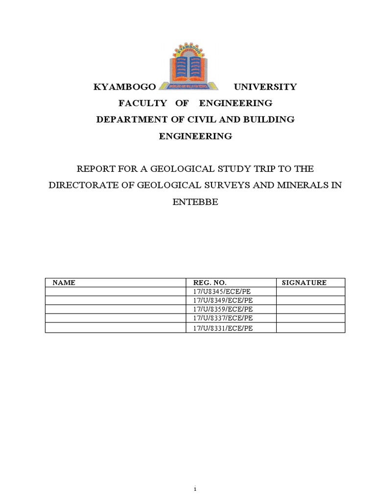 A Report on a Geological Study Trip to the Directorate of Geological ...