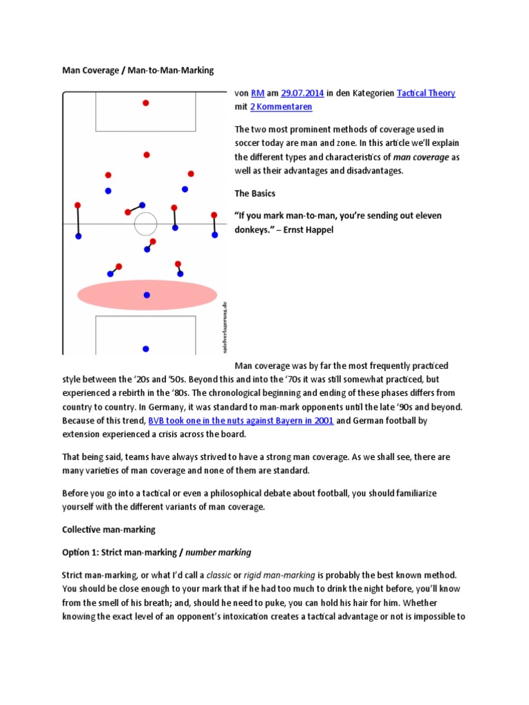 Man Coverage / Man-to-Man-Marking: RM 29.07.2014 Tactical Theory 2 ...