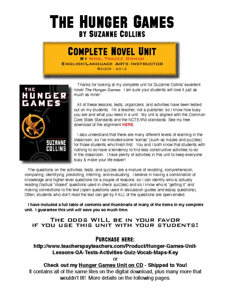 Hunger Games Unit Preview | PDF | Language Arts & Discipline