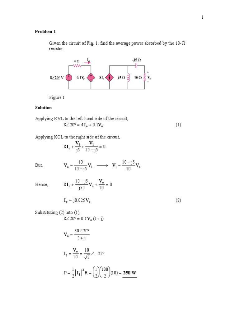 EE212-Tutorial - 2-Power Calculation | PDF | Analog Circuits | Electricity