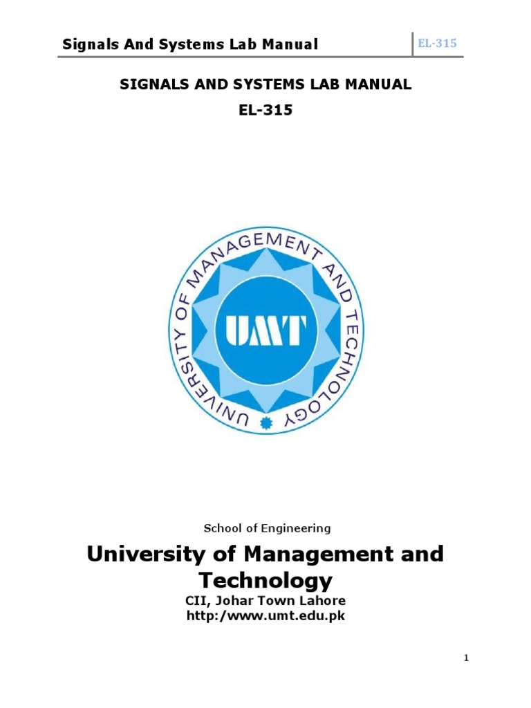 EL-315 Signals - Systems Lab Manual | PDF | Matrix (Mathematics ... EL-315 Signals - Systems Lab Manual | PDF | Matrix (Mathematics ...