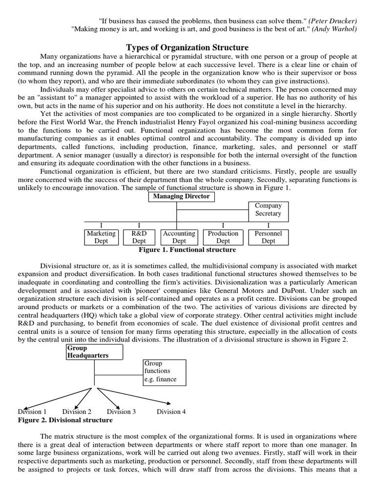 Types of Organization Structure | PDF | Hierarchy | Organizational ...