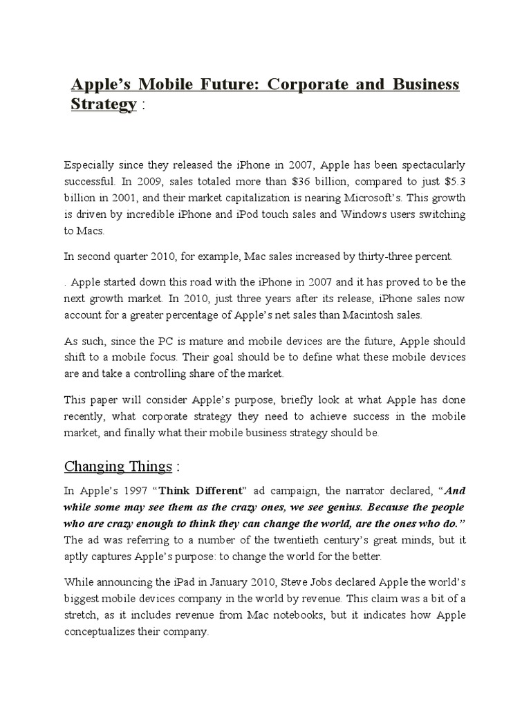 Apple's Mobile Strategy Shift | PDF | Apple Inc. | Macintosh