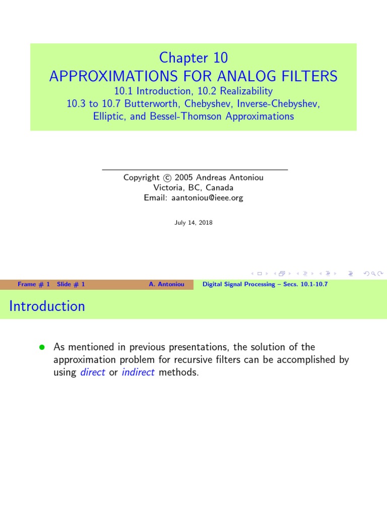 Approximations For Analog Filters | PDF | Low Pass Filter ...