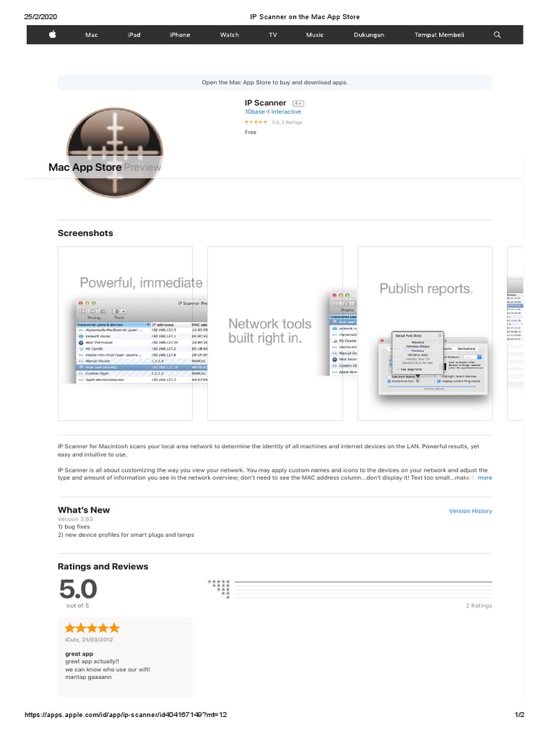 IP Scanner On The Mac App Store | PDF | Macintosh | Image Scanner