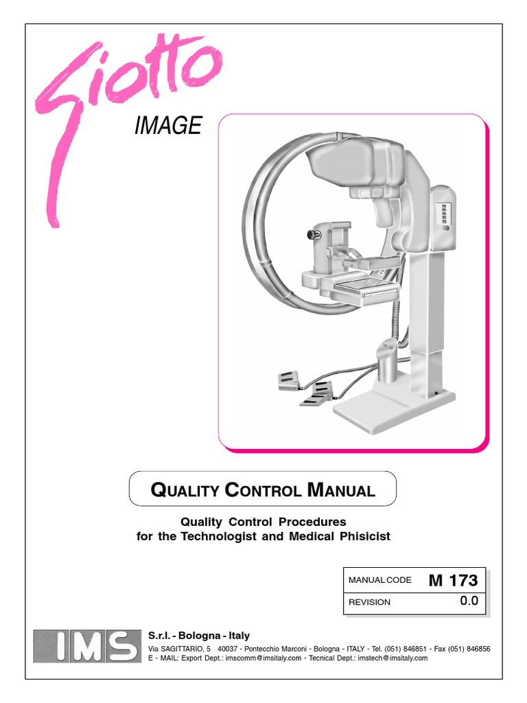 M173 - Quality Control Manual | PDF | X Ray | Medical Device