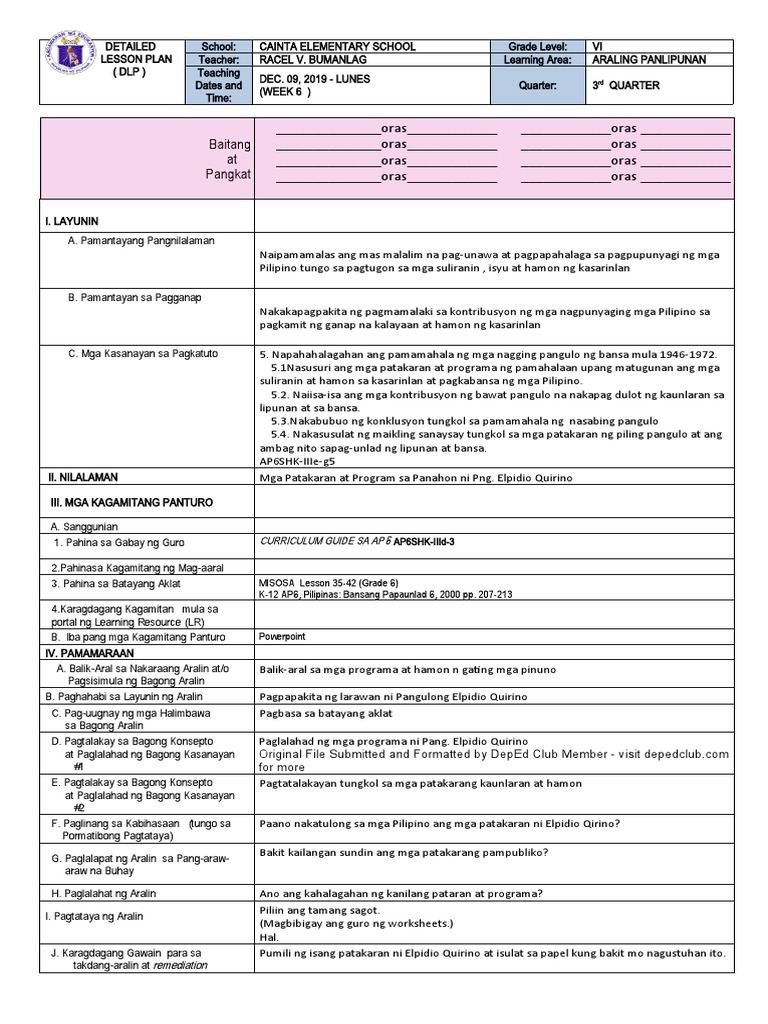 DLP 6 AP Q3 Dec. 9-13 WEEK 6 | PDF