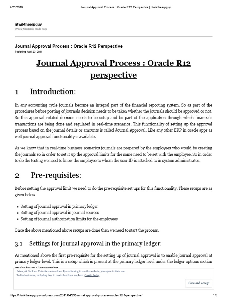 Journal Approval Process - Oracle R12 Perspective | PDF | Http Cookie ...