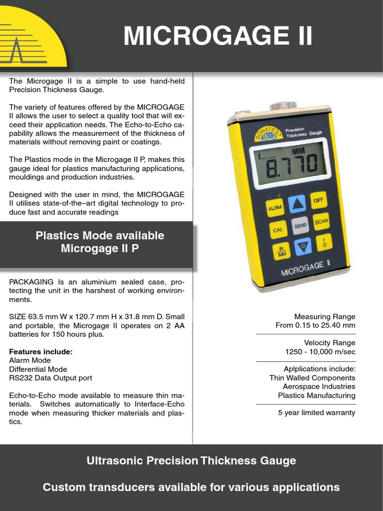 Plastics Mode Available Microgage II P | PDF | Backlight | Measurement