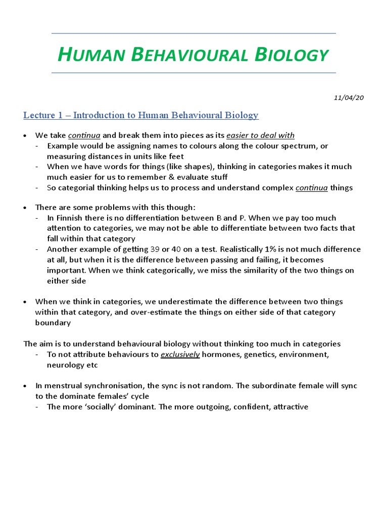 Understanding Human Behavioral Biology | PDF | Natural Selection ...