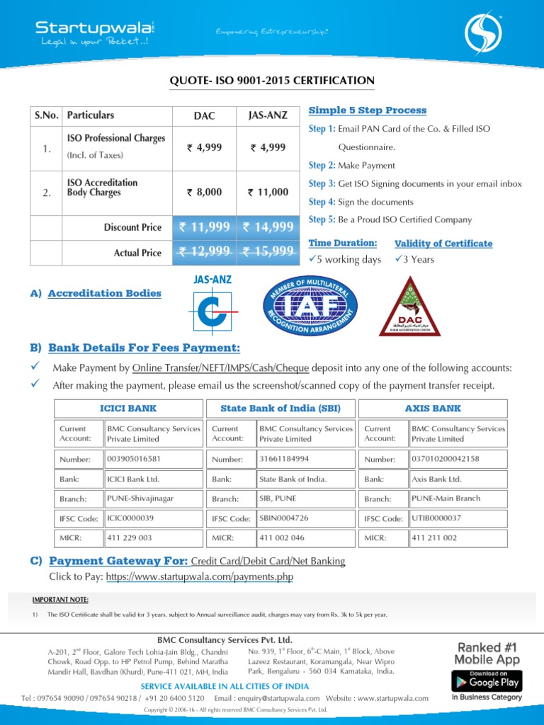 B) Quote For ISO 9001-2015 PDF | PDF | Payments | Banks