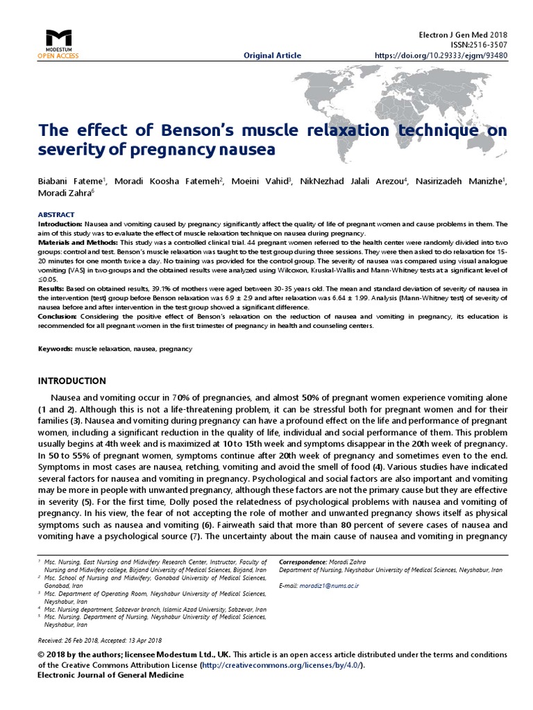 The Effect of Benson's Muscle Relaxation Technique On Severity of ...
